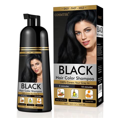 Cosmtek Black Hair Dye Shampoo Permanent For Menandwomenhair Color Sham