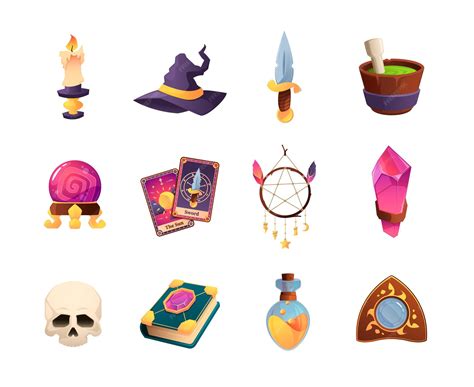 Premium Vector Cartoon Magic Items Witchcraft Alchemy Mystery