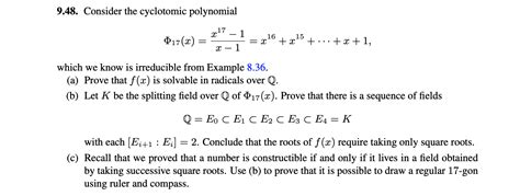 Solved 9 48 Consider The Cyclotomic Polynomial