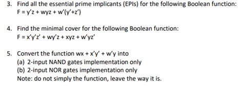 Solved 3 Find All The Essential Prime Implicants Epis For