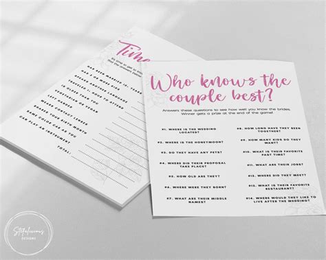 Editable Wedding Shower Games Couples Shower Minimalist Wedding