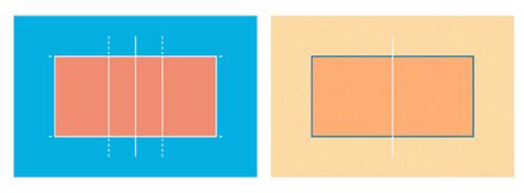 클래식 및 비치 발리볼 스포츠 필드 표시 라인 윤곽 배구 놀이터 상단 보기 활동적인 레크리에이션을 위한 스포츠 그라운드 흰색