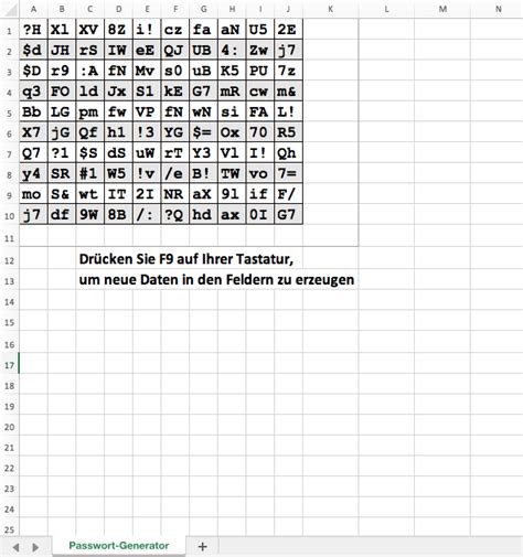 Mit Excel Kennwörter Erstellen Mit Excel Kennwörter Erstellen