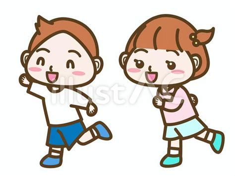 追いかけっこする子供たちイラスト No 2009020／無料イラストなら「イラストac」