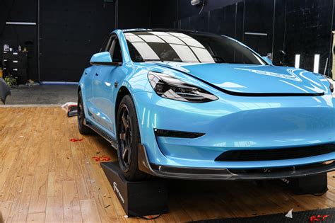 Blue Tesla Model 3 Tinybot Space Candy Gold Sky Twiisted Wrap