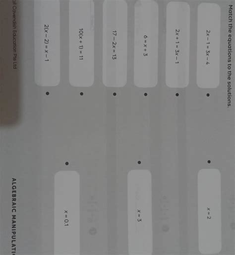 match the equations to the solutions 2x 1 3x 4 2x 1 3x 1 6