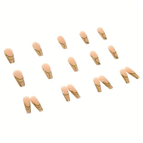 신선한 룩을 위한 탈착 가능하고 오래도록 사용할 수 있는 네일 팁과 반짝이는 라인스톤이 장식된 녹색 스트라이 Temu Republic Of Korea