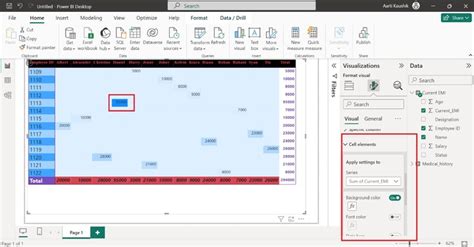 power bi table and matrix visuals