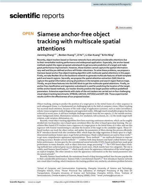 Pdf Siamese Anchor Free Object Tracking With Multiscale Spatial Attentions
