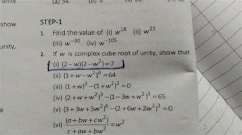 Iii W−30 Iv W−1052 If W Is Complex Cube Root Of Unity Show That