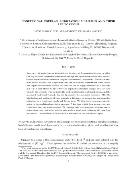 pdf conditional copulas association measures and their applications