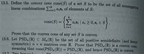 solved 3 5 define the convex cone cone s of a set s to be