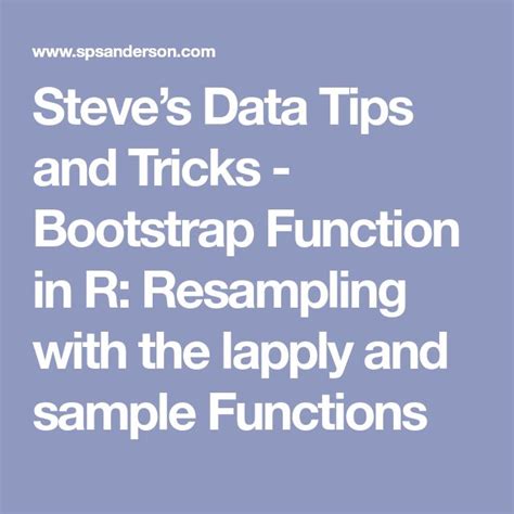 Bootstrap Function In R Resampling With Lapply And Sample Functions
