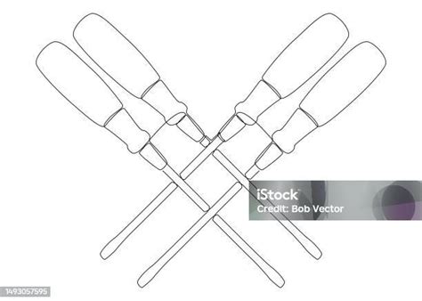 스크루 드라이버의 연속 라인 하나 가는 선 그림 벡터 개념입니다 등고선 그리기 창의적인 아이디어 Diy에 대한 스톡 벡터 아트 및 기타 이미지 Istock