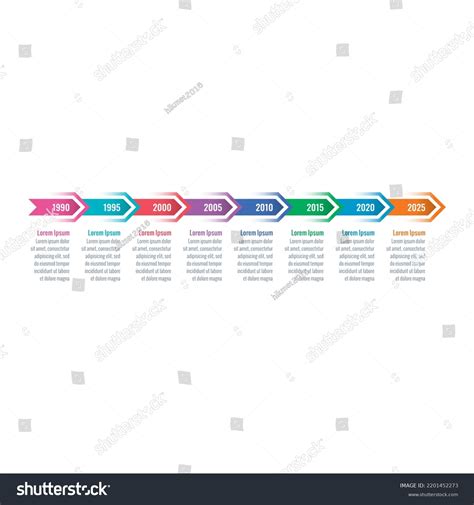 Colorful Arrow Signs Timeline Template Eight Stock Vector Royalty Free 2201452273 Shutterstock