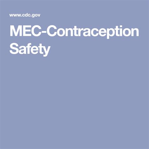 MEC Contraception Safety Contraception Midwifery Medical