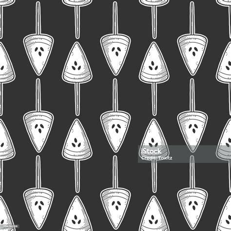 수박 사탕 이나 아이스크림 낙서 및 스케치 스타일의 벡터 개념입니다 티셔츠 엽서에 인쇄하기 위한 손으로 그린 일러스트레이션 T 셔츠에 대한 스톡 벡터 아트 및 기타 이미지