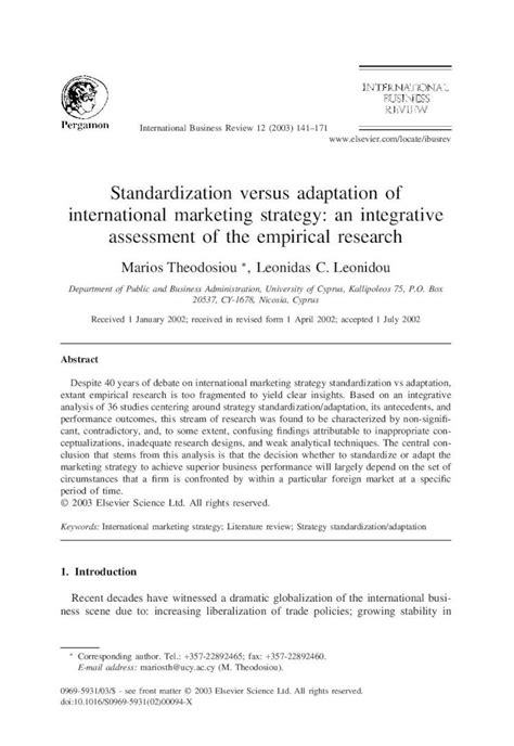 Pdf Standardization Versus Adaptation Dokumen Tips