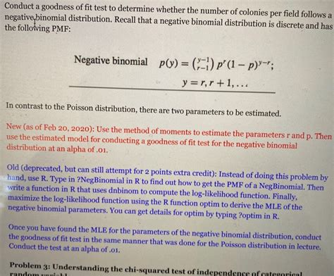 Solved Problem 2 Testing The Goodness Of Fit Of A Negative