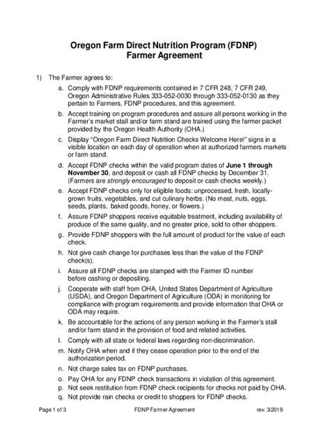 Fillable Online Oregon Farm Direct Nutrition Program Fdnp Farmer