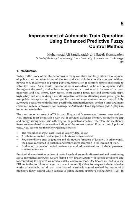 Pdf Improvement Of Automatic Train Operation Using Enhanced Predictive Fuzzy Control Method