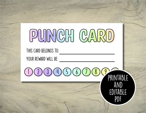 Printable Reward Punch Cards Diy Reward Card School Resources