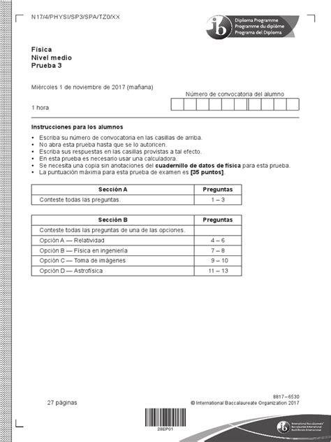 Physics Paper 3 Sl Spanish Pdf Telescopio Física