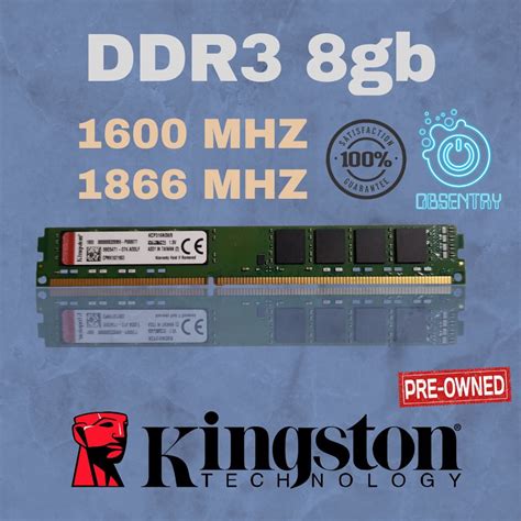 Kingston Ddr3 8gb 1600mhz 1866mhz Pc3 12800 Desktop Ram For Pc Brand New Shopee Philippines