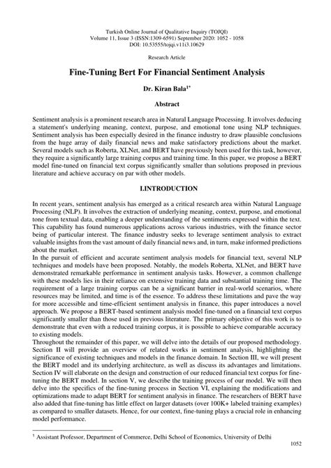 Pdf Fine Tuning Bert For Financial Sentiment Analysis