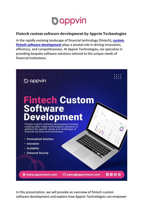 Ppt Fintech Custom Software Development By Appvin Technologies Powerpoint Presentation Id