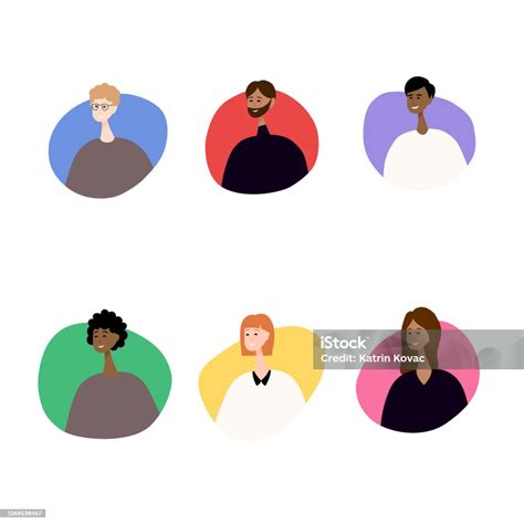 사람들 아바타 버블 아이콘 세트 소셜 네트워크에 대한 다양한 얼굴 프로필 벡터 일러스트 스톡 벡터 생머리에 대한 스톡 벡터 아트 및 기타 이미지 Istock