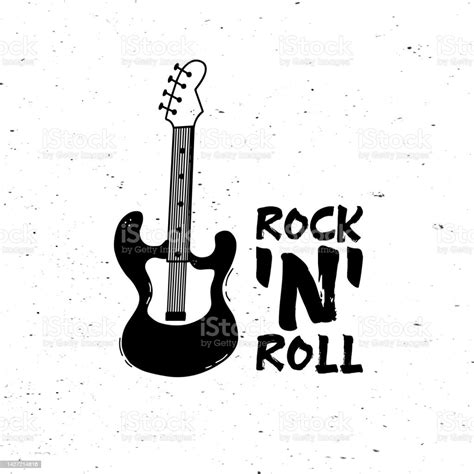 그런 지 스타일의 로큰롤 텍스트 록 기타 인쇄 로고 레이블 Hardcore Music Style에 대한 스톡 벡터 아트 및 기타 이미지 Hardcore Music