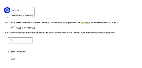 Incorrect Your Answer Is Incorrect Let Z Be Standard Normal Random