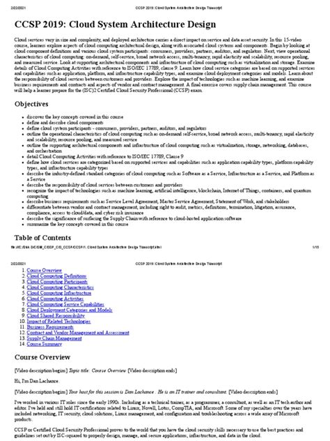Ccsp 2019 Cloud System Architecture Design Pdf Virtualization Cloud Computing