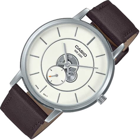 Mtp B130l 7avdf Đồng Hồ Casio Nam Dây Da Nền Mặt Màu Trắng Chống Nước Wr50m
