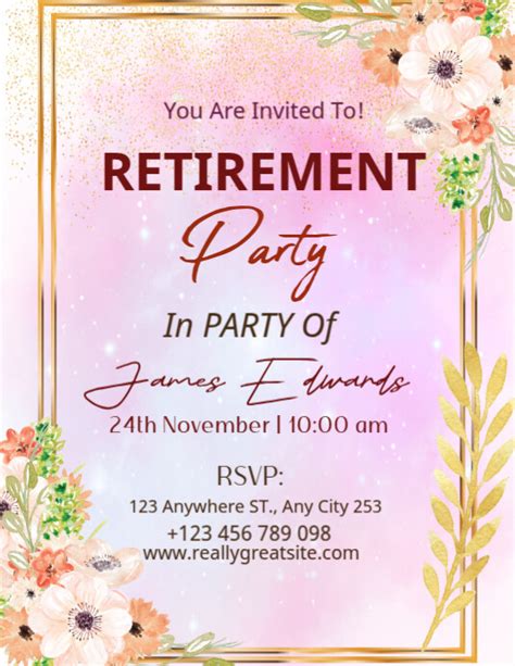 Purple Joyful Happy Retirement Card Flyer Us Letter Template