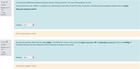 Solved 1 A Transmission Diffraction Grating Has Groove