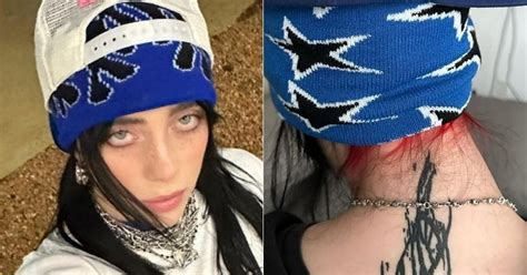 빌리 아이리시 목 까지 올라오는 거대 타투낙서 모양 할리웃 통신