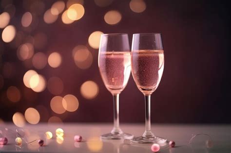 Premium Ai Image Two Glasses Of Wine Are Sitting On A Table Generative Ai
