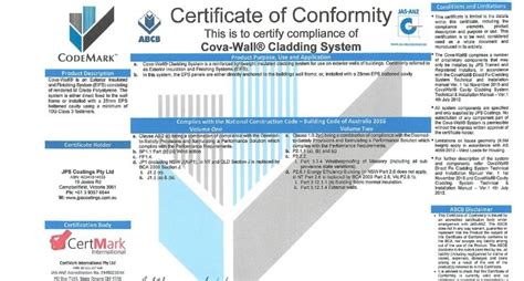 Codemark™ Accreditation For Cova Wall® Cladding System And Bca Approved By Jps Coatings