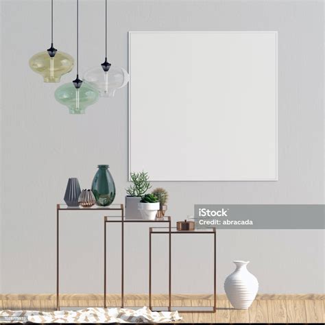 현대 인테리어 건드리는 포스터 및 램프입니다 포스터를 모의입니다 3 차원 일러스트 레이 션 0명에 대한 스톡 사진 및 기타 이미지 Istock