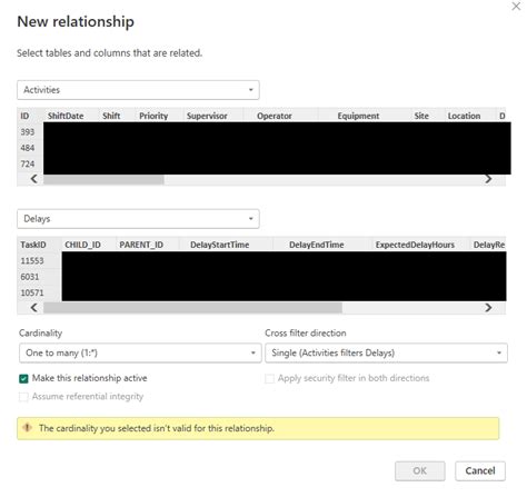 Unable To Establish 1many Relationship Rpowerbi