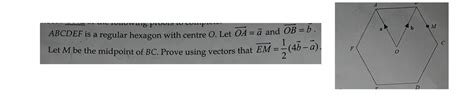 solved abcdef is a regular hexagon with centre o ﻿let