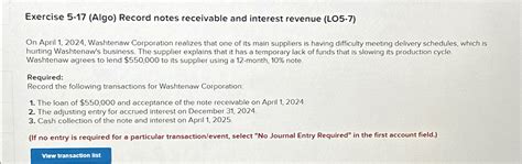 solved exercise 5 17 algo ﻿record notes receivable and