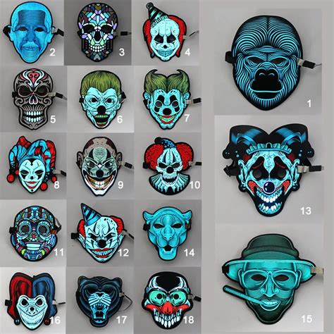 ₩10832에서 파티 Led 사운드 제어 마스크 바 분위기 소품 할로윈 글로우 콜드 라이트 마스크 콜드 라이트 콜드 라이트 마스크 스타일 마스크로 유연하게 유연합니다