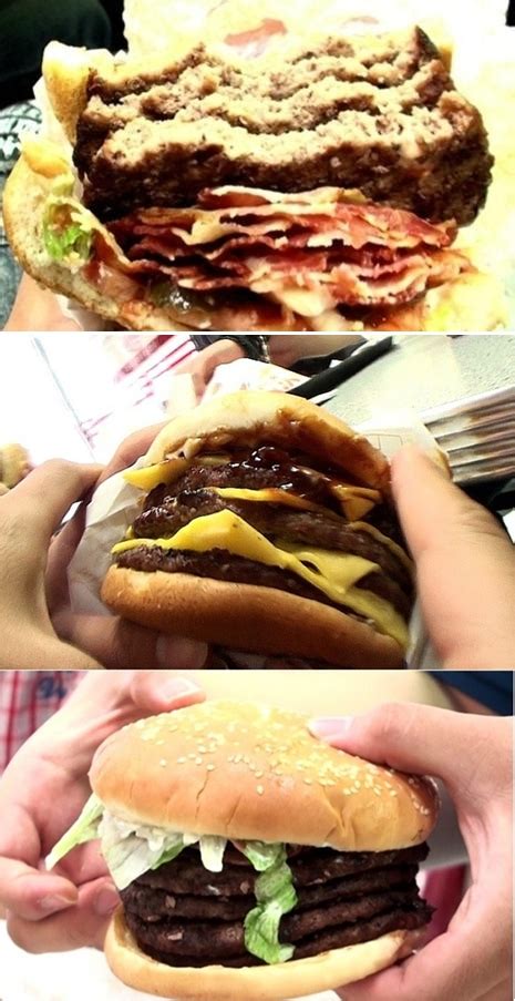 미국식 햄버거 먹기 거대한 햄버거 ‘이걸 어떻게 한입에
