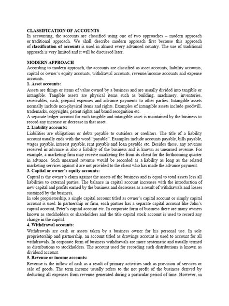 Classification Of Accounts Pdf Book Value Revenue