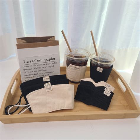 마시크 고급수제 친환경컵홀더 다회용컵홀더 패브릭컵홀더 재사용홀더 컵싸개 위시버킷