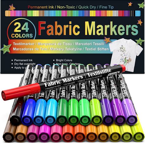 Fabric Markers Permanent For Clothes 24 Colors Fabric
