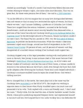 A Question Of Sex Curriculum Materials For The RBG Bio Pic By Chloe Graef